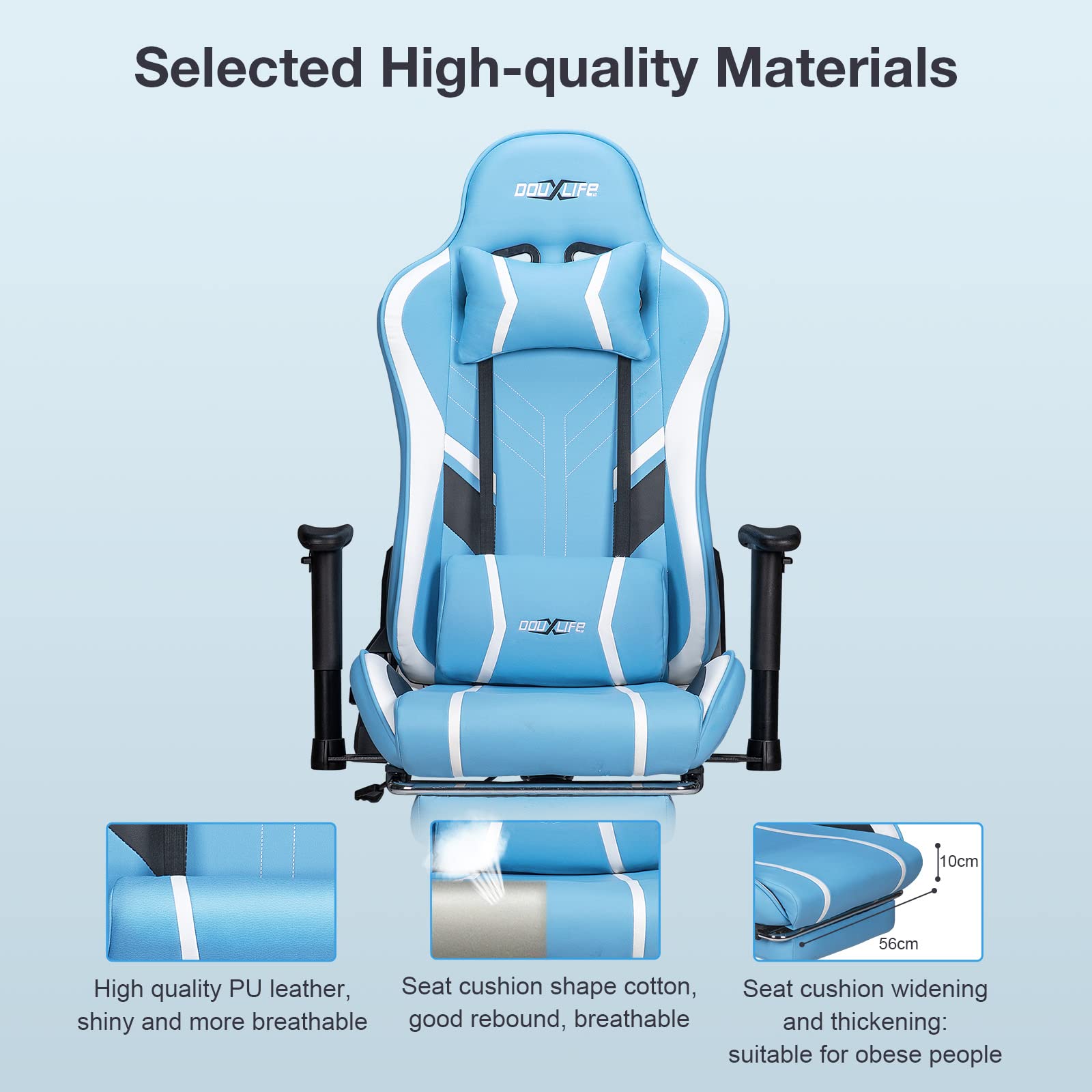 Douxlife Massage Gaming Chair 7-Point, Office Chair with Footrest and ...