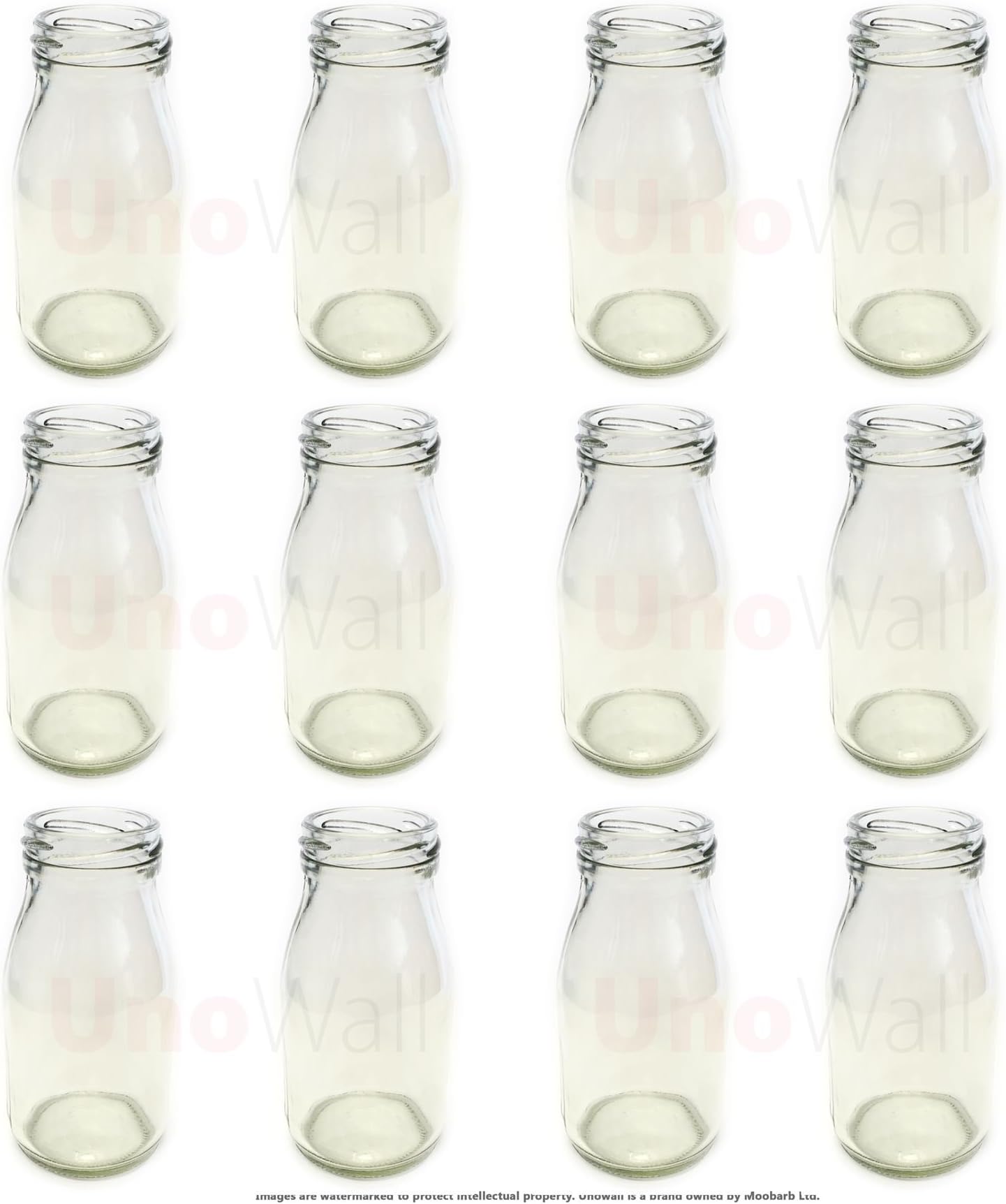 Unowall Set of 12 Classic Mini Glass Milk Bottles - Funky, retro design ...