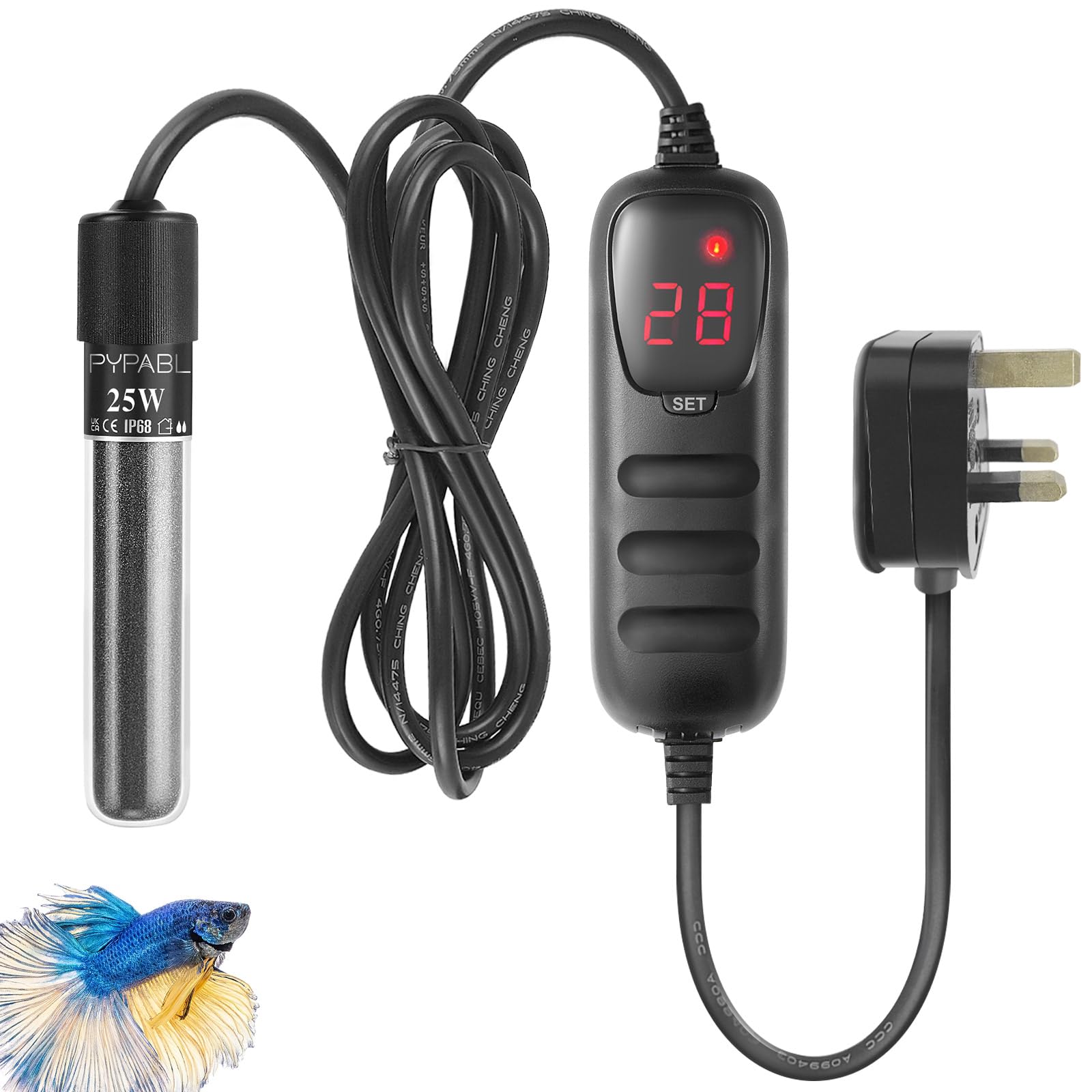 PYPABL Submersible Fish Tank Heater, 25W 50W 100W Small Aquarium Heater ...