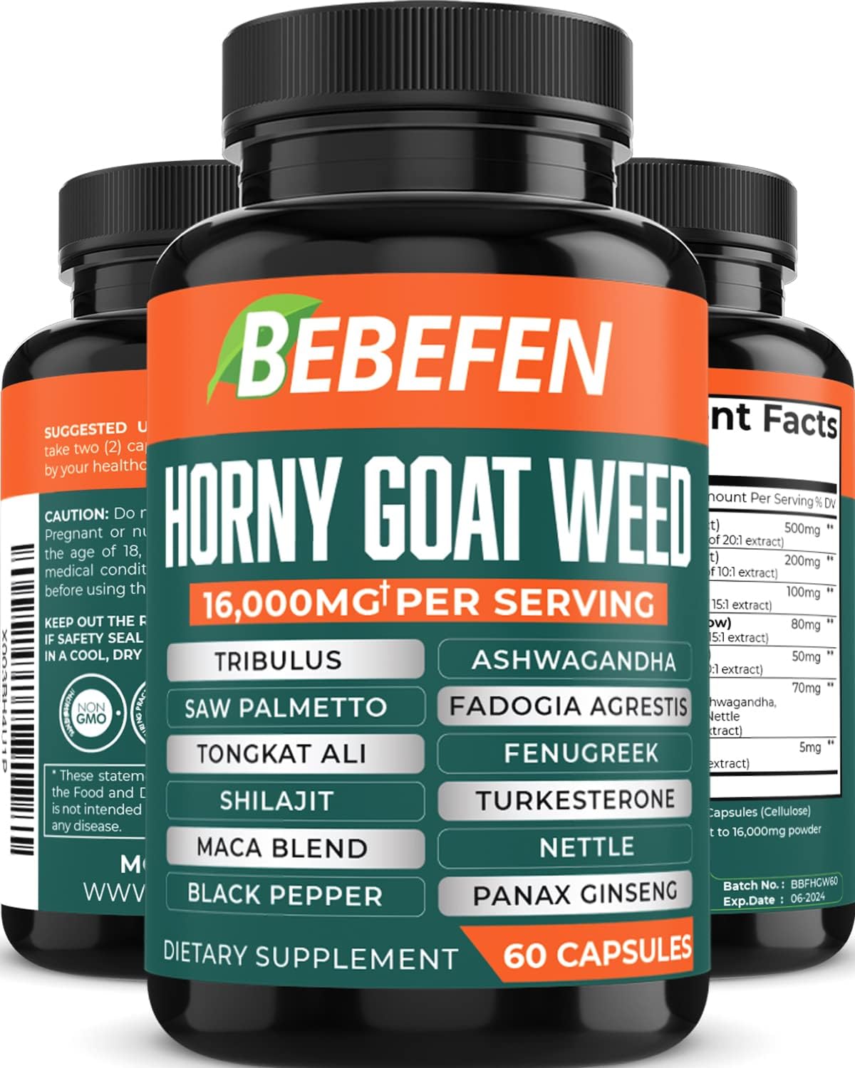 Horny Goat Weed for Men 16000mg with Maca, Tribulus Terrestris, Tongkat ...