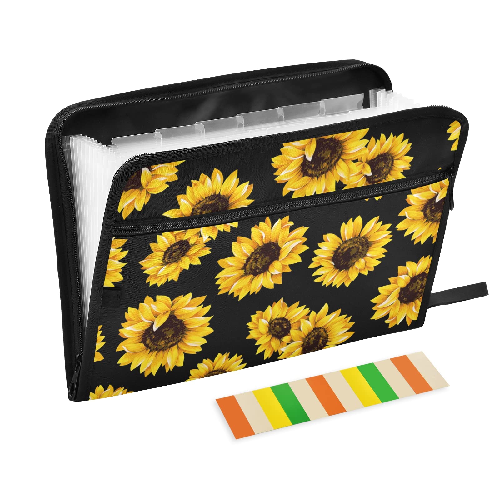 Amazon.com : Black Sunflowers 13 Pocket Expanding File Folders with ...