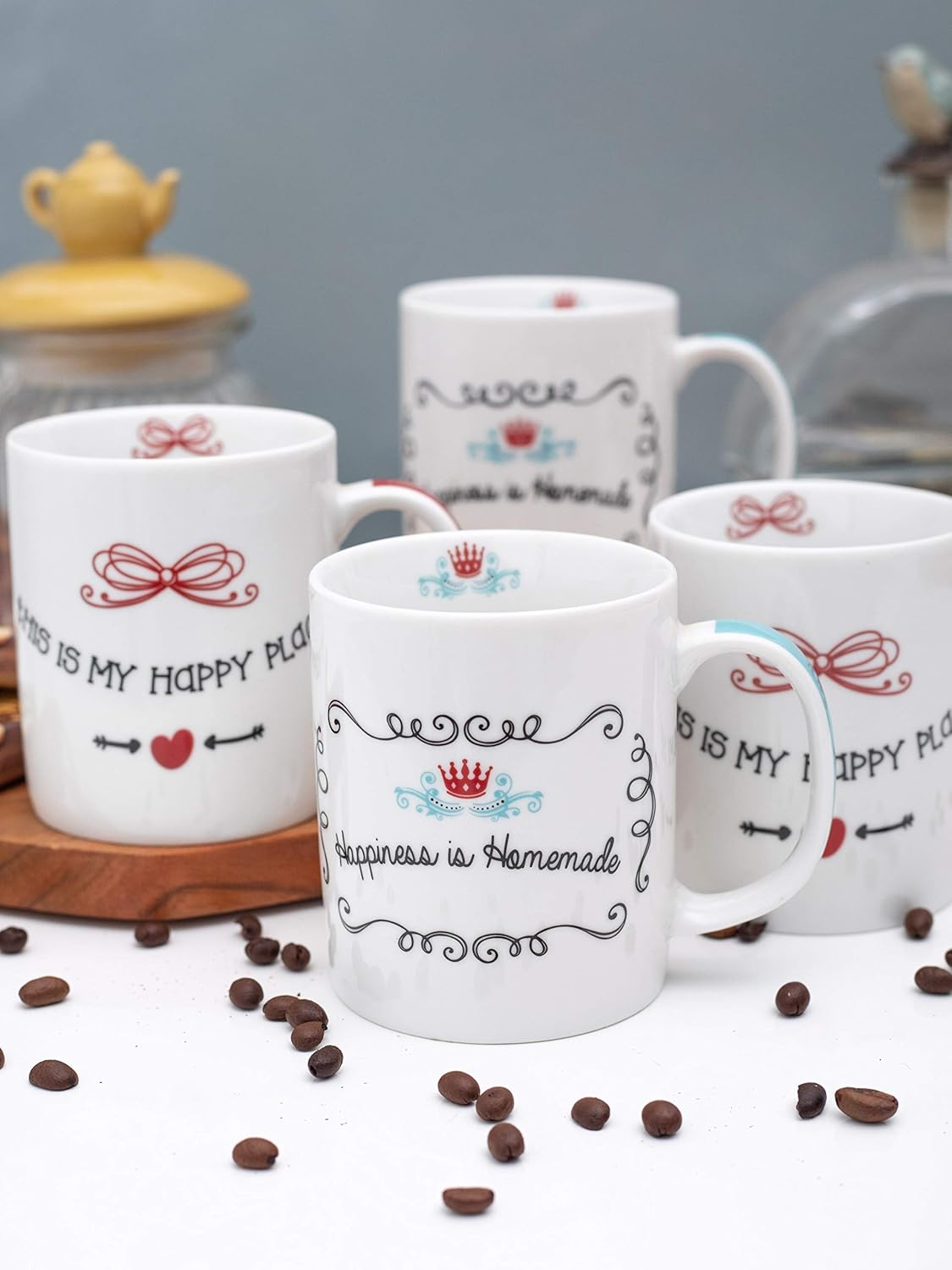 Amazon.com: GOODHOMES Porcelain Tea Cups/Coffee Mugs with Fun Wordings ...