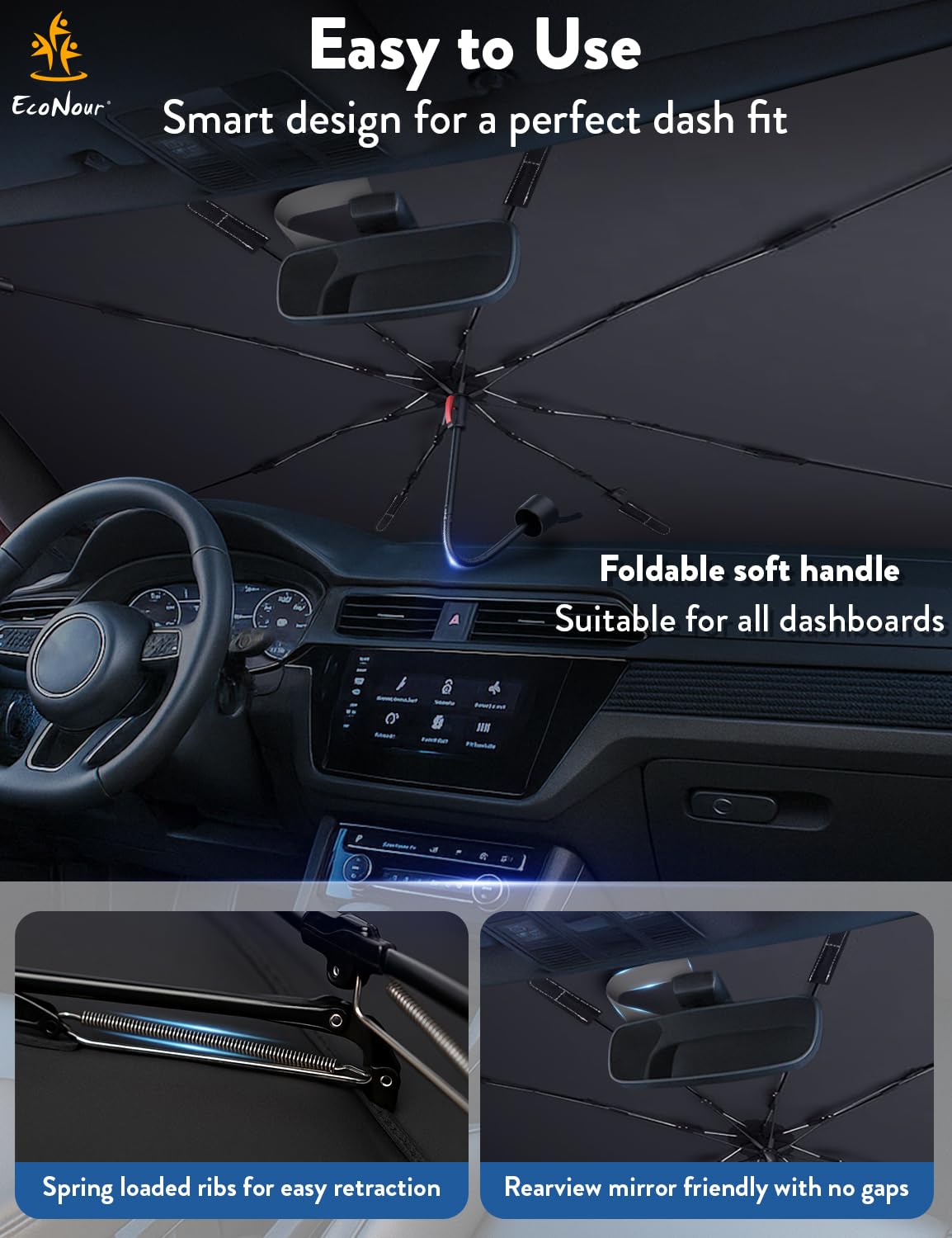 Snapklik.com : EcoNour Premium Umbrella Windshield Sun Shade For Car ...