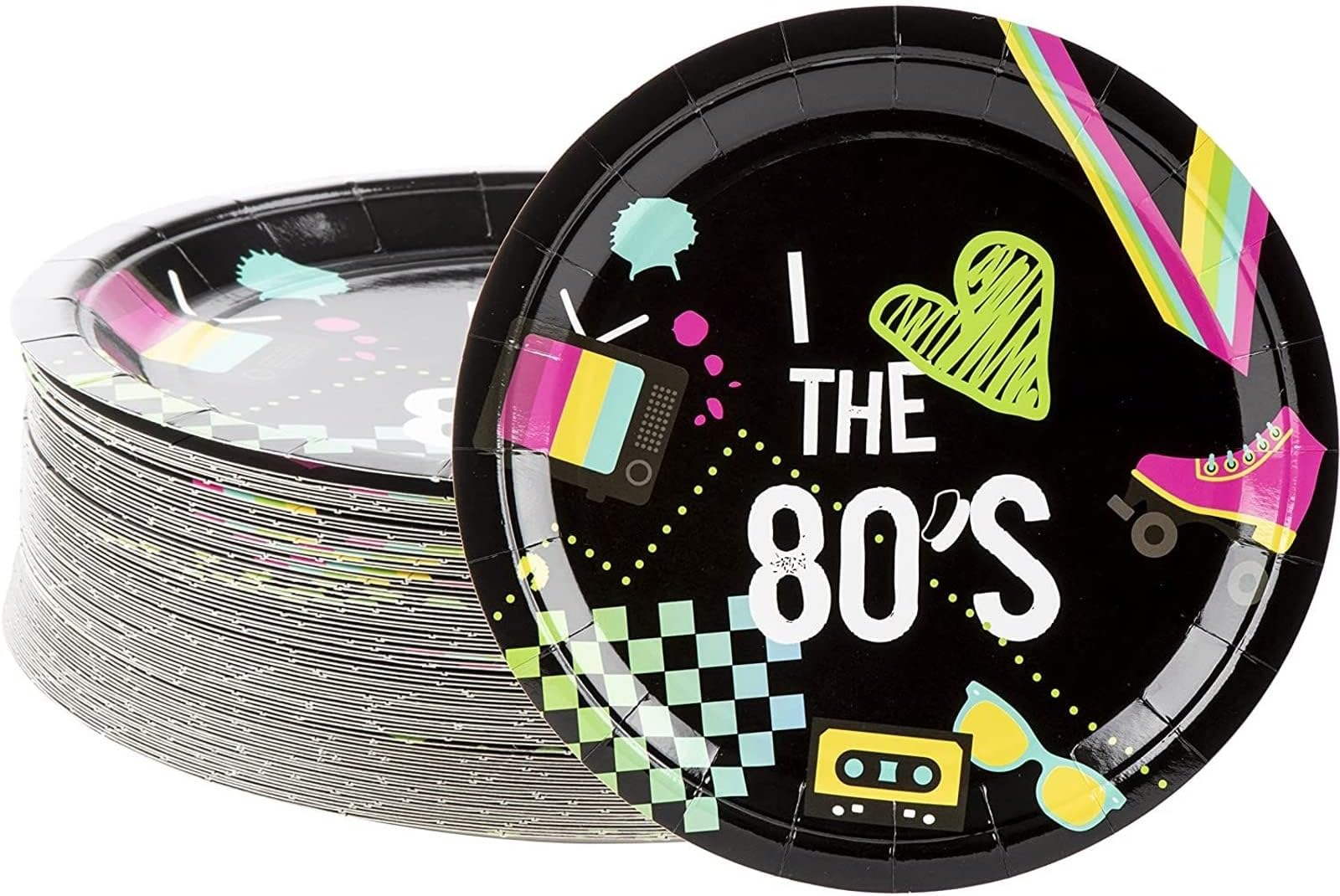 Amazon.com: PYCALOW 80s Party Decorations Tableware - 80s Decorations ...