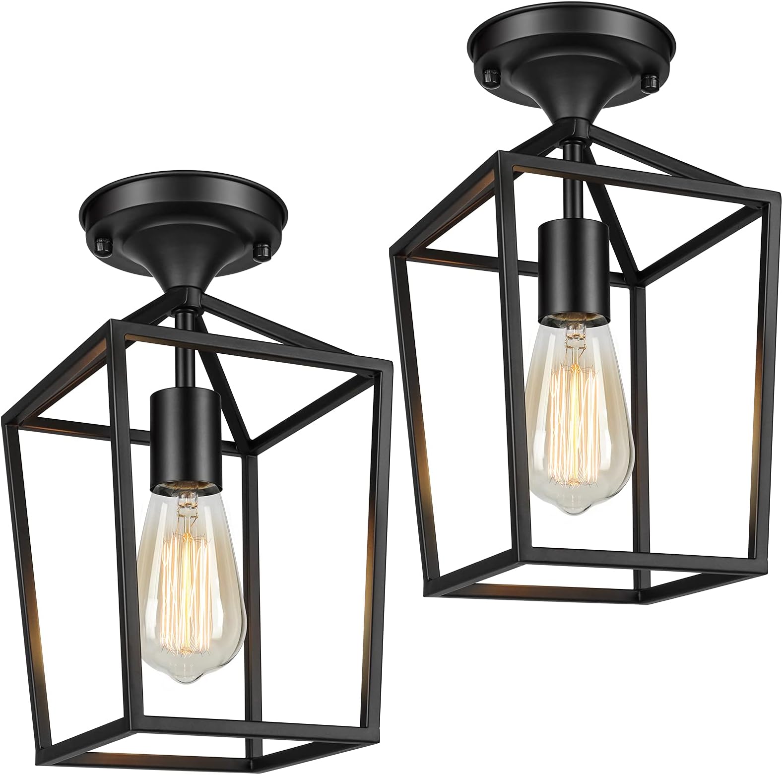 BesLowe 2-Pack Farmhouse Semi Flush Mount Ceiling Light Fixtures for ...