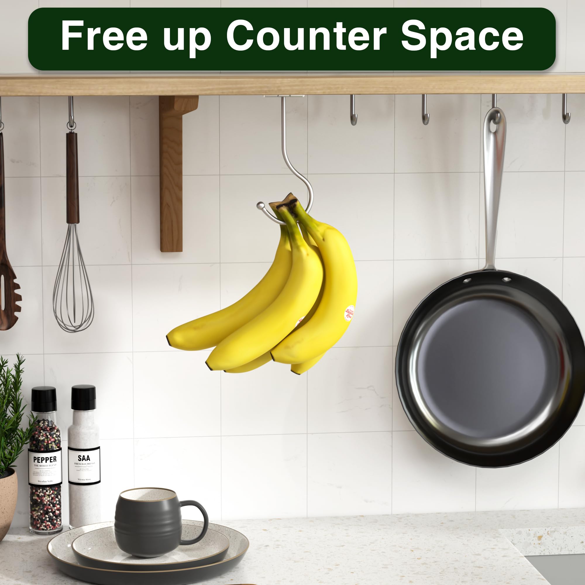 Snapklik.com : 2-Pack Banana Hook Under Cabinet: Banana Holder,Metal ...