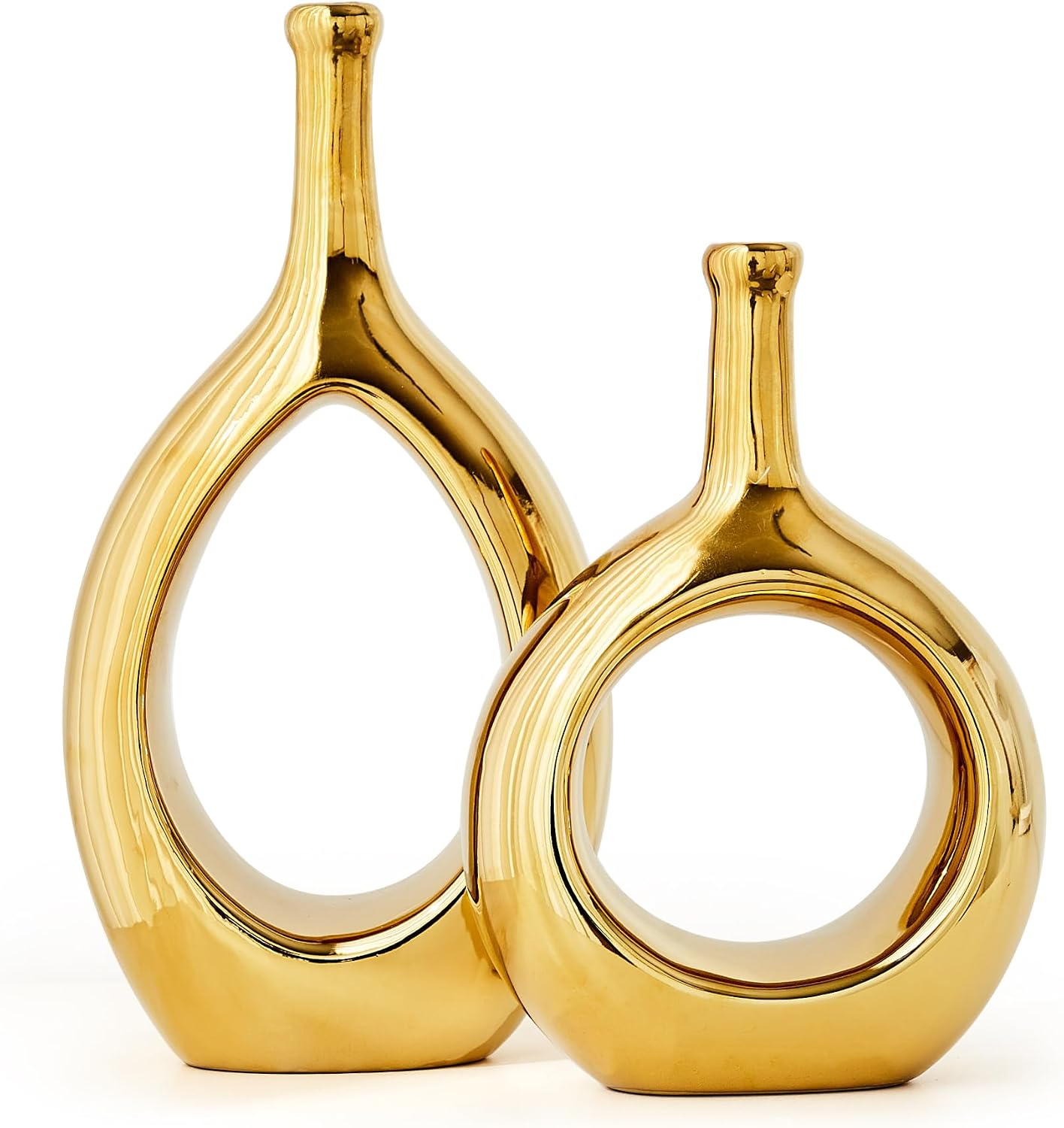 Amazon.com: Octdays Gold Ceramic Vase Home Decor: Modern Vase Set of 2 ...