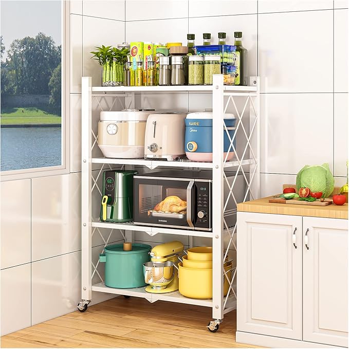 Amazon.com: YKLSLH 4-Tier Collapsible Shelves Heavy Duty Folding ...