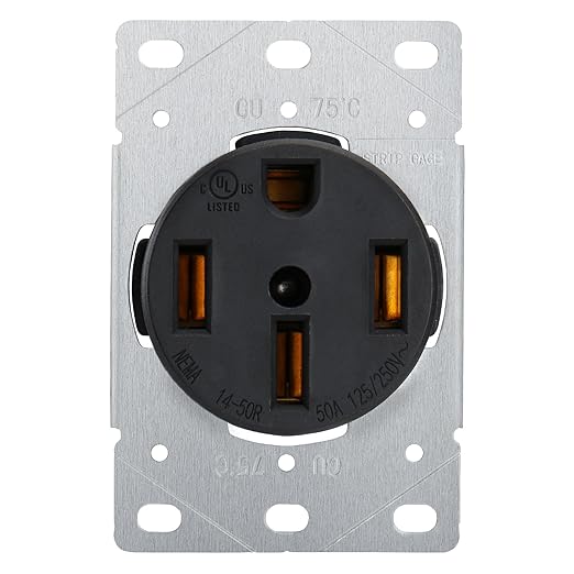 NEMA 14-50R Industrial Socket 50Amp RV, EV, Dryer Flush Mounting ...