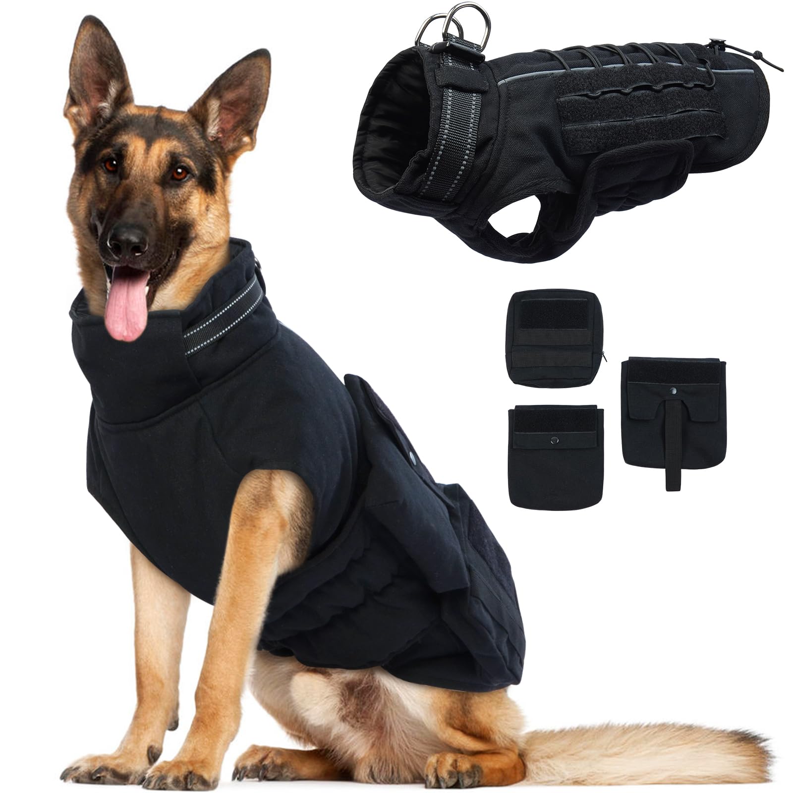 Amazon.com : DORA BRIDAL Tactical Dog Winter Coat, Adjustable Military ...