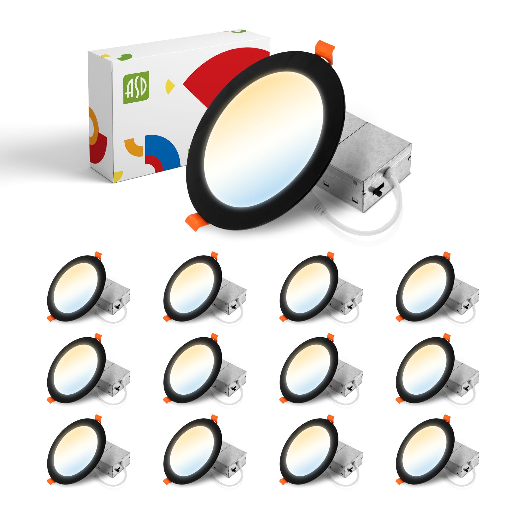Snapklik.com : ASD 12 Pack LED Recessed Lighting 6 Inch, 5 CCT 2700K ...