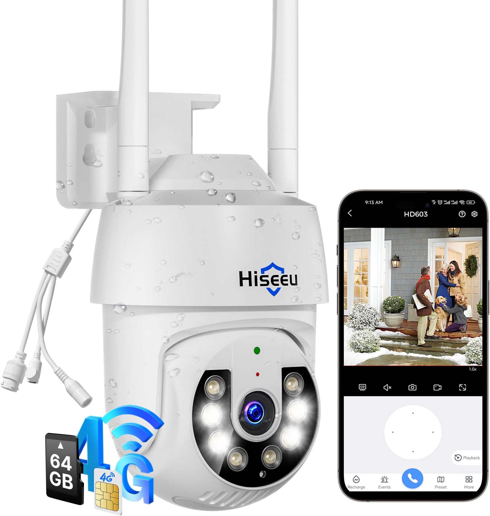 Amazon.com : Hiseeu No WiFi Security Camera Wired, 4G Cellular Security ...