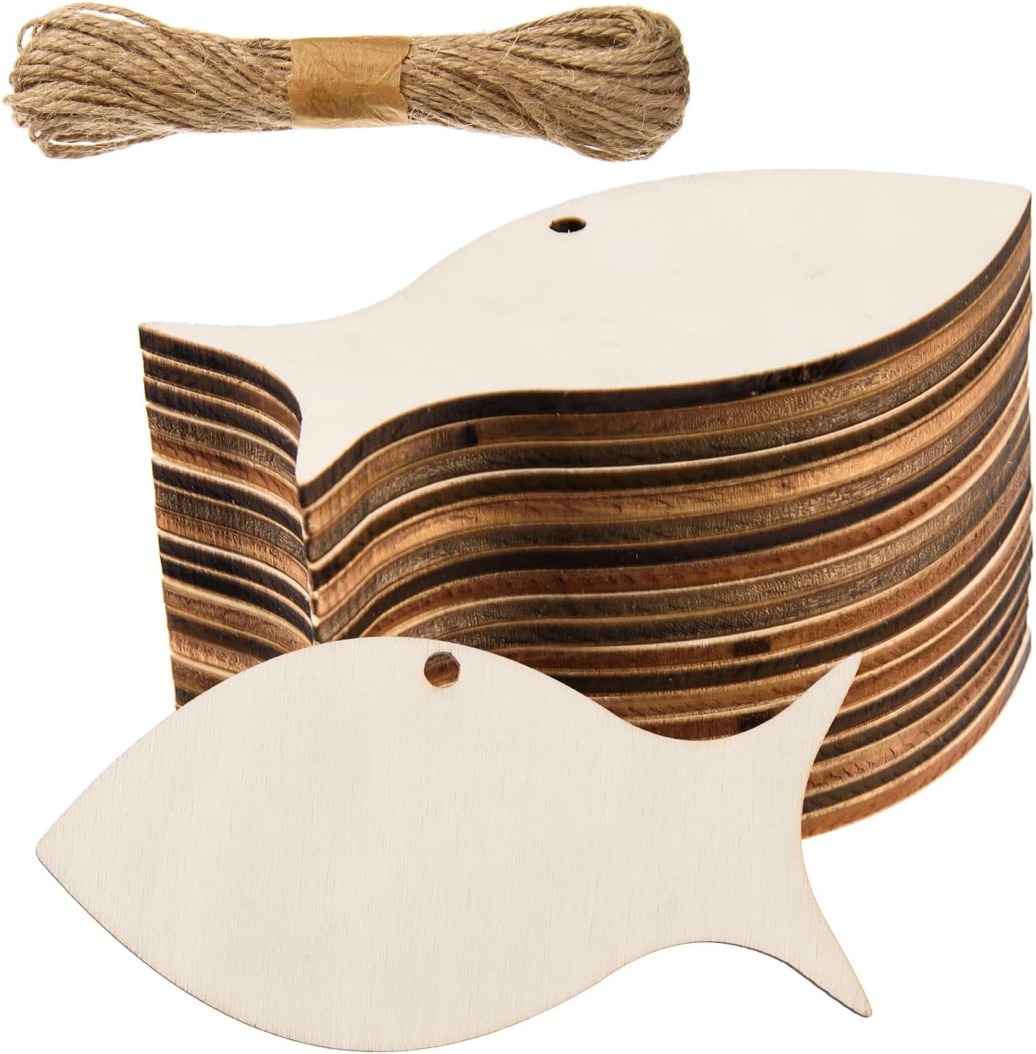 Amazon.com: 72 Pieces Fish Wooden Cutouts with Holes Unfinished Wood ...