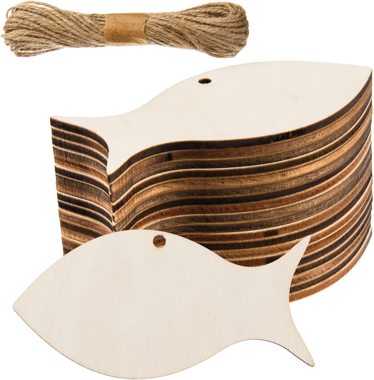 Amazon.com: 72 Pieces Fish Wooden Cutouts with Holes Unfinished Wood ...