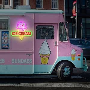 Amazon.com : Ice Cream Neon Sign for Wall Decor, Custom Dimmable Light ...