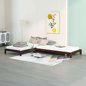 Amazon.com: Stackable Solid Walnut Twin Beds - Space-Saving Guest Bed ...