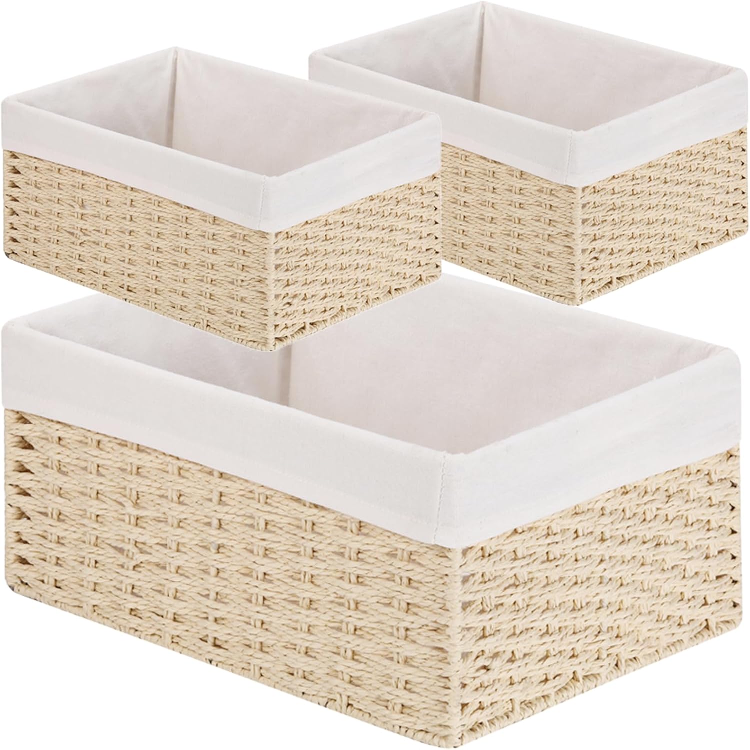 Amazon.com: Vagusicc Wicker Basket, Set of 3 Hand-woven Storage Baskets ...