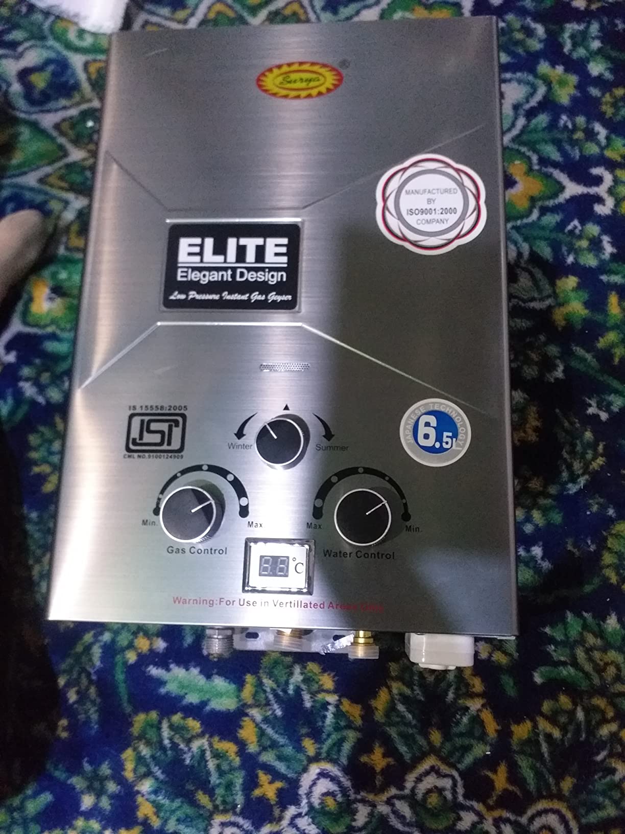 Buy Surya SS Digital Instant Gas Geyser with Heavy Copper Tank in 6 ...