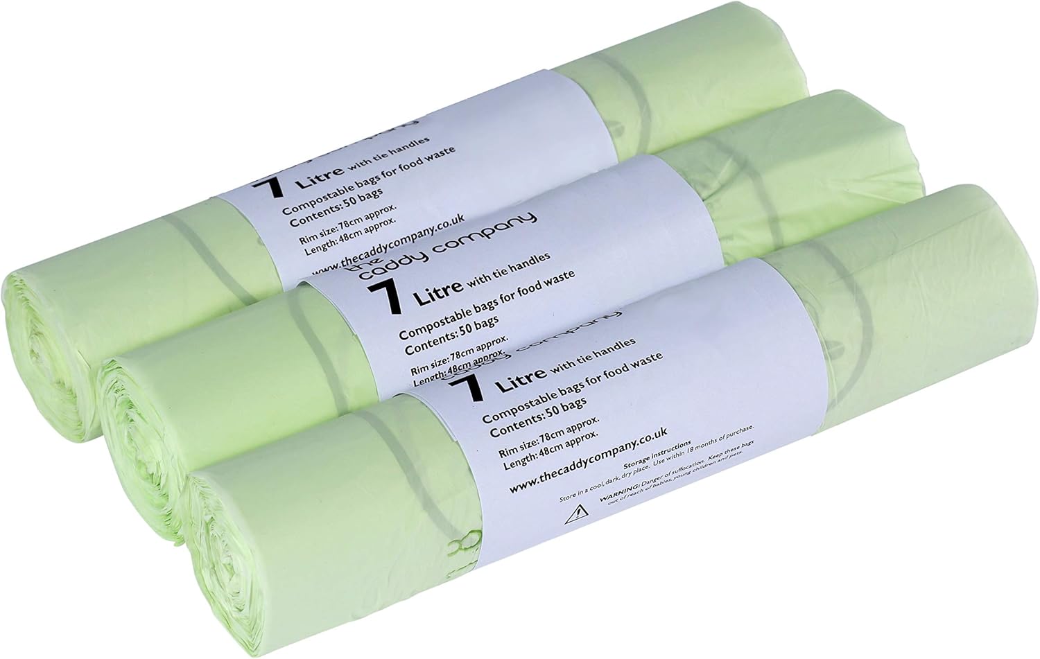 7L x 150 Tie Handle Compostable Kitchen Caddy Liners - Food Waste Bin ...
