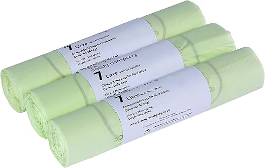 7L x 150 Tie Handle Compostable Kitchen Caddy Liners - Food Waste Bin ...