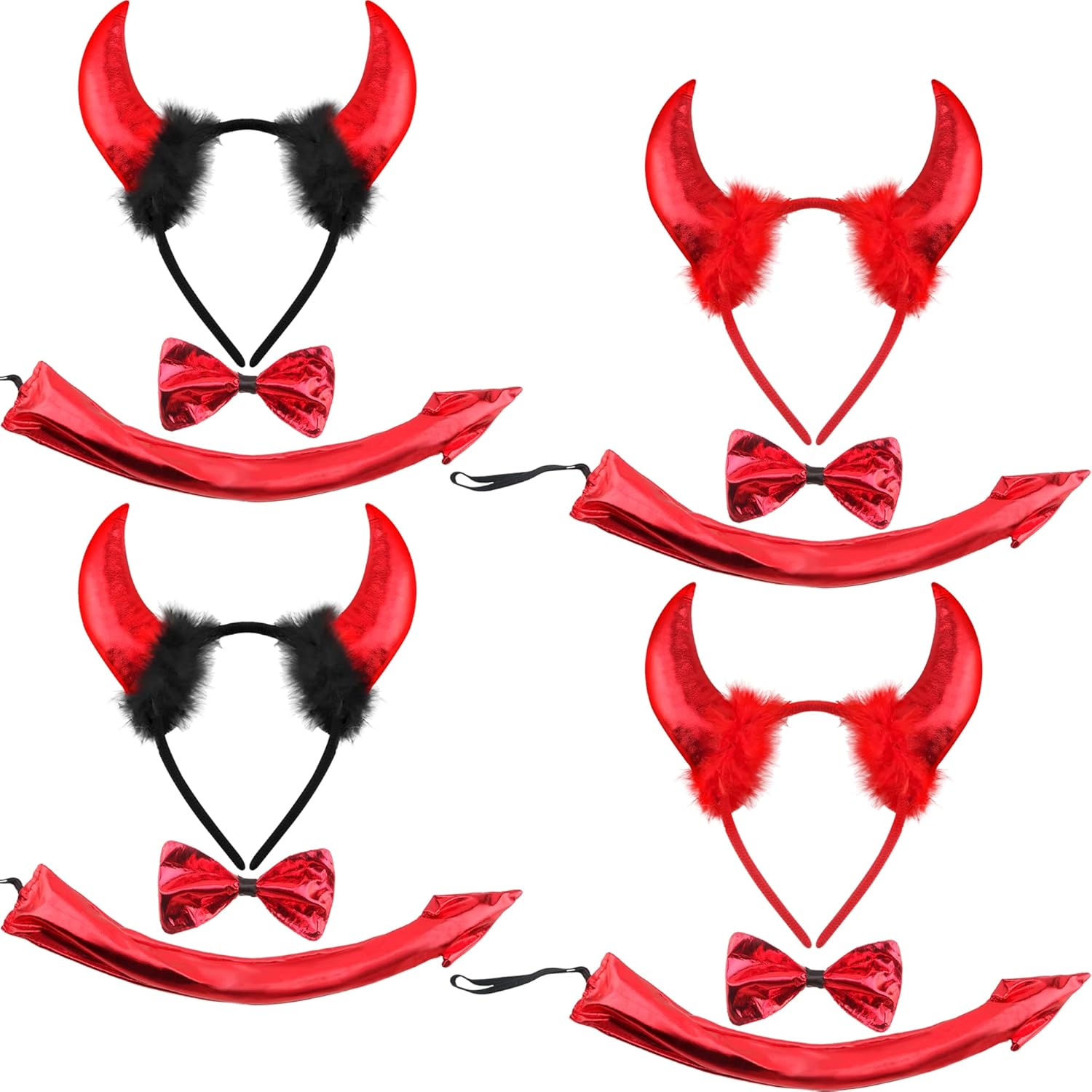 Amazon.com: Haconba 12 Pcs Halloween Devil Costume Set Devil Horn ...