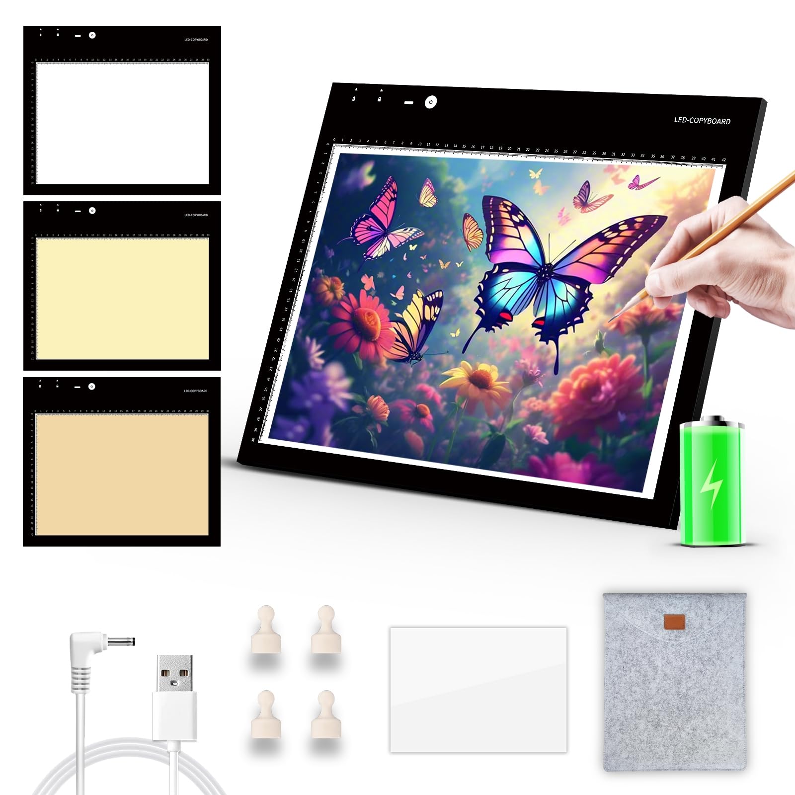 Amazon.com: ColorWeaveArt Rechargeable A4 LED Pad Tracing Light Box 3 ...