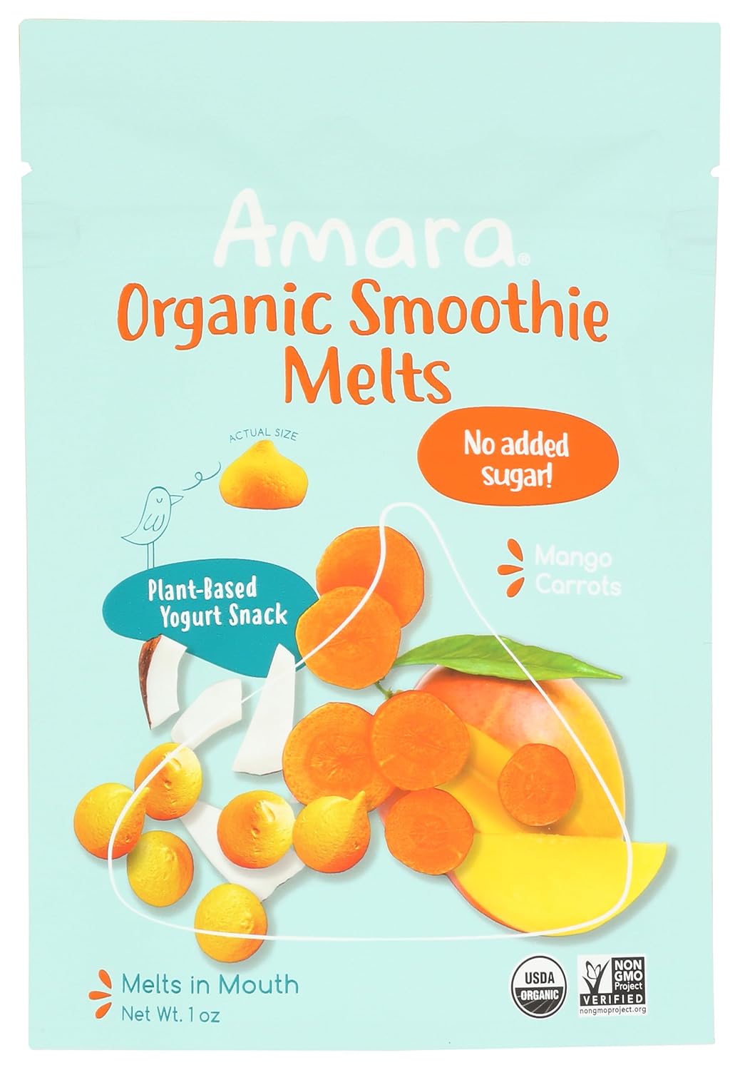 Amazon.com: AMARA Organic Mango Carrot Yogurt Snack Smoothie Melts, 1 OZ : Grocery & Gourmet Food