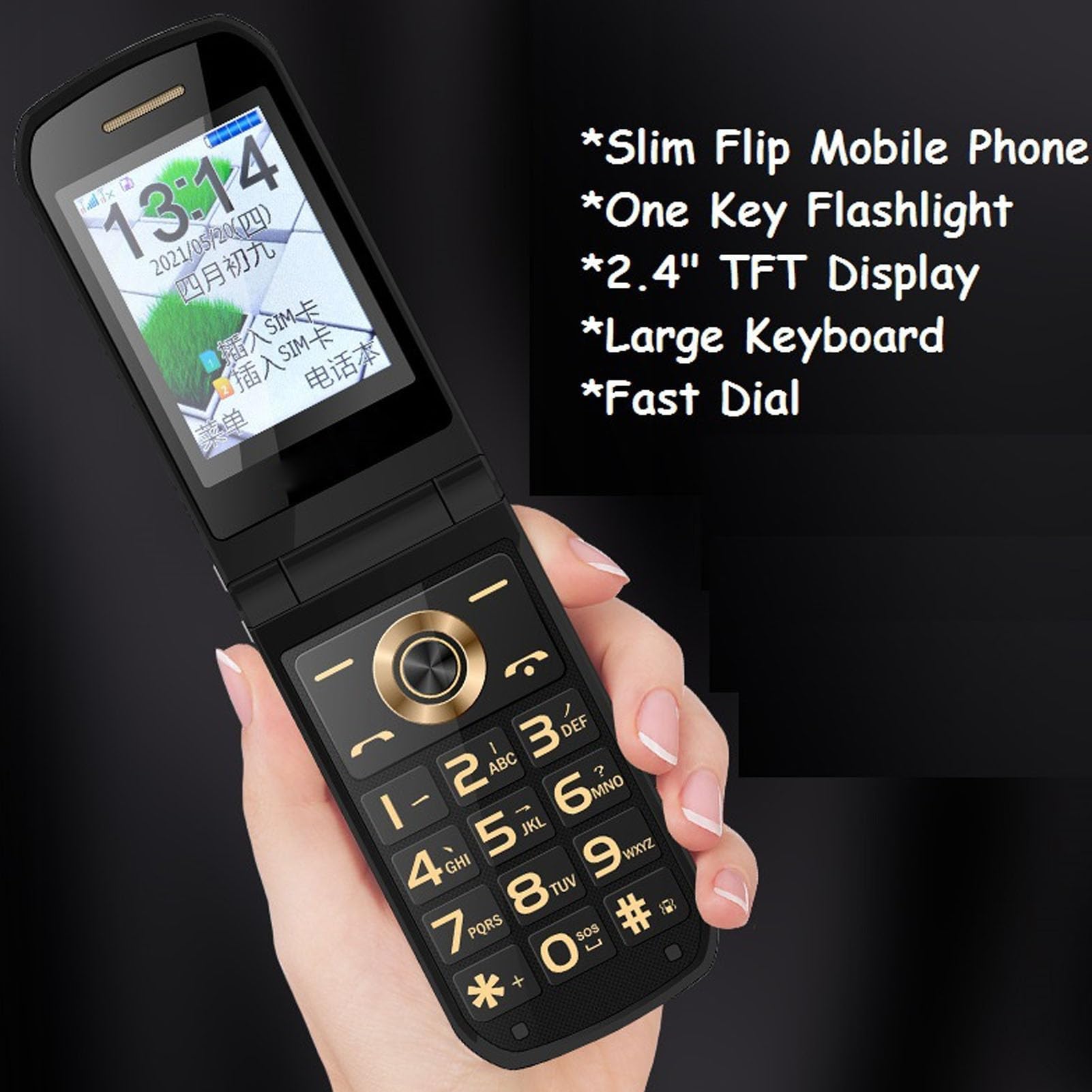 Zopsc G9000 Flip Phone for Seniors, 2G GSM 2.4in HD 0.3MP Unlocked ...