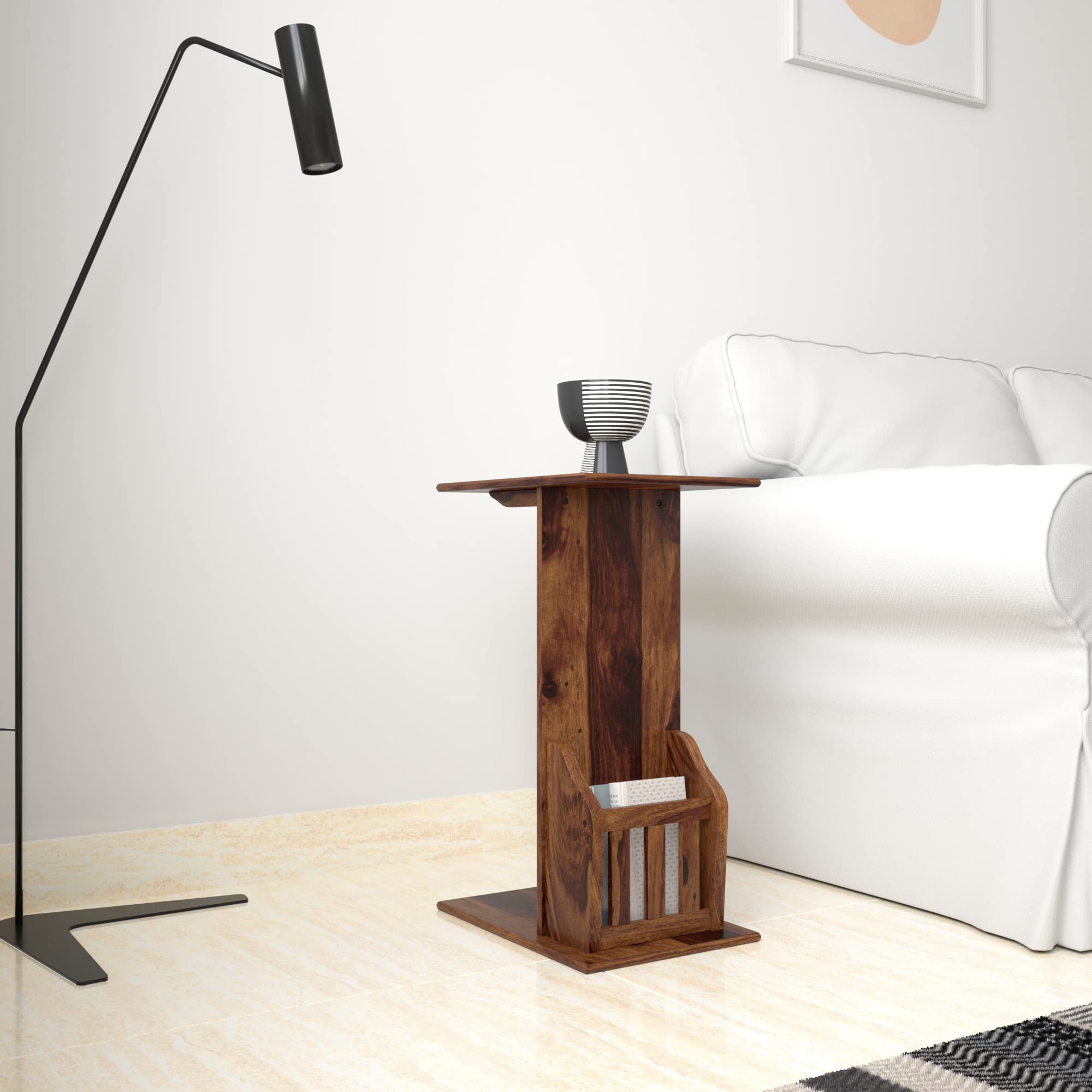 Buy Amazon Brand - Solimo Deka Modern End Table (Sheesham Wood, Natural ...