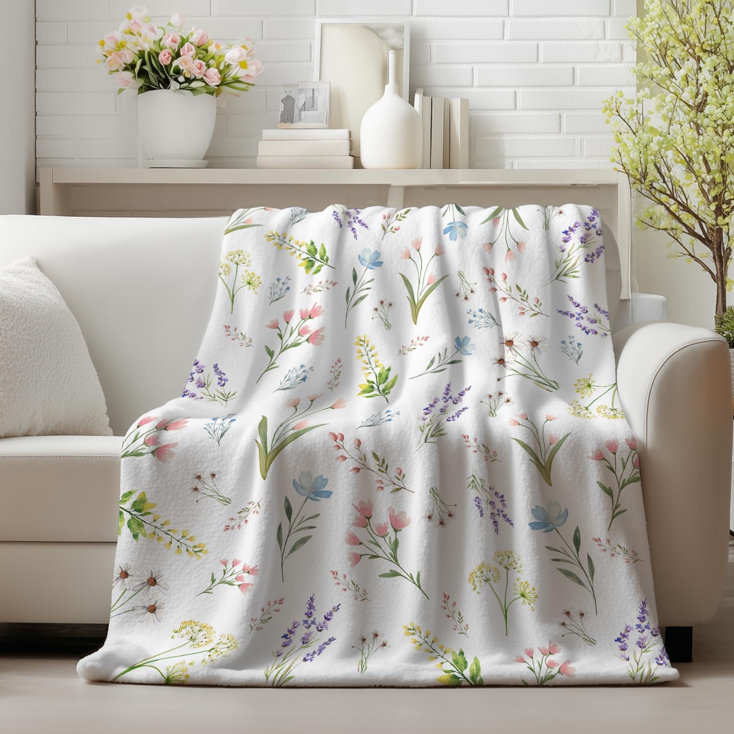 Amazon.com: Horaldaily Spring Summer Flannel Blanket Throw, Watercolor ...