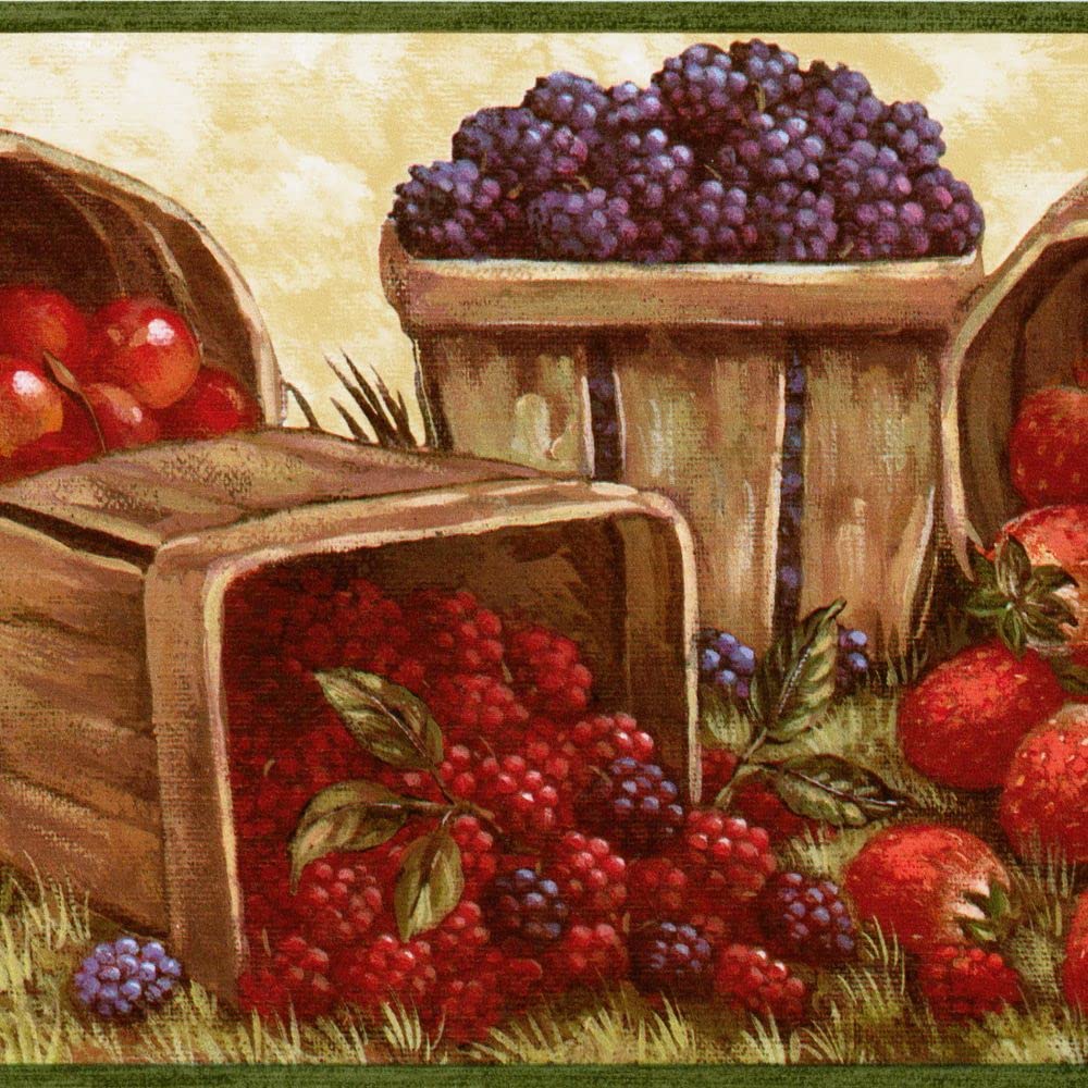 CONCORD WALLCOVERINGS ™ Wallpaper Border Vintage Pattern Fruit and ...