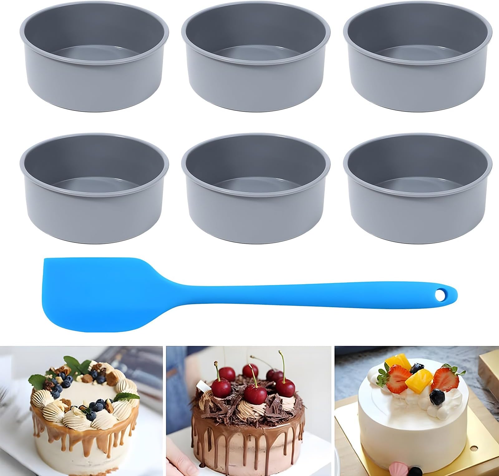 4 Inch Silicone Cake Tins for Baking, 6 Pack Small Round Baking Moulds ...