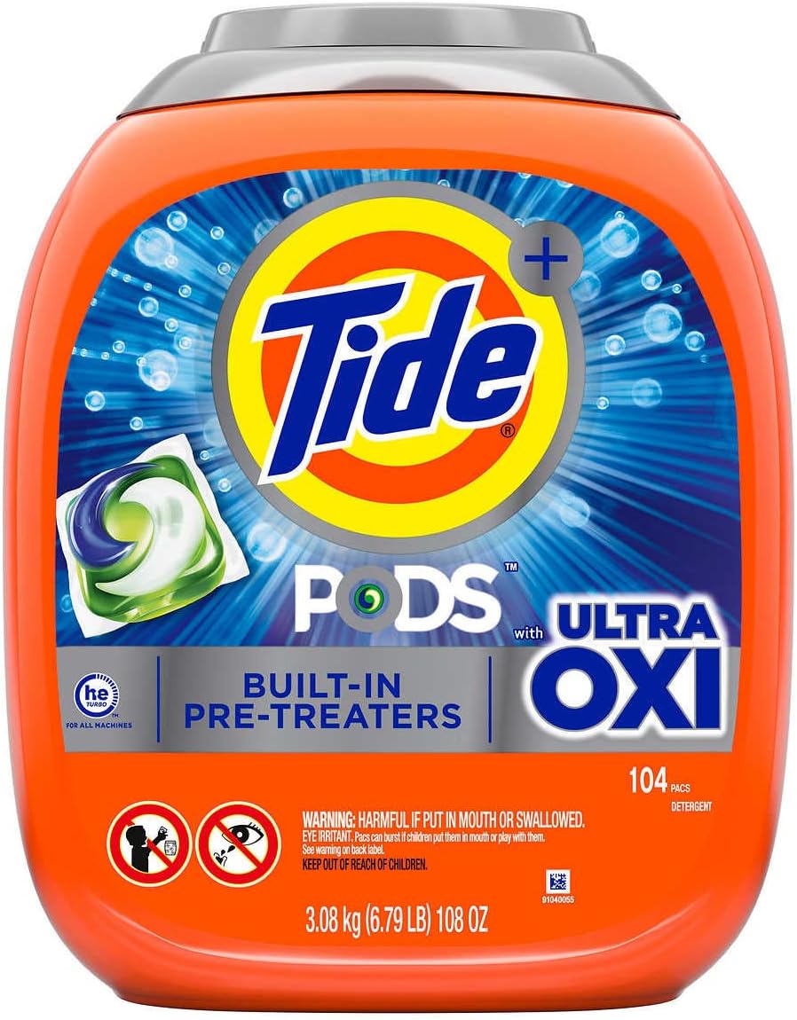 Amazon.com: Tide Pods with Ultra Oxi HE Laundry Detergent Pods, 104 ...