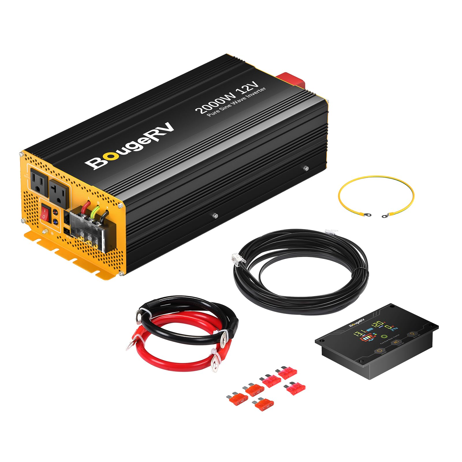 Amazon.com: BougeRV Upgrade 2000W Pure Sine Wave Inverter Convert 12V ...