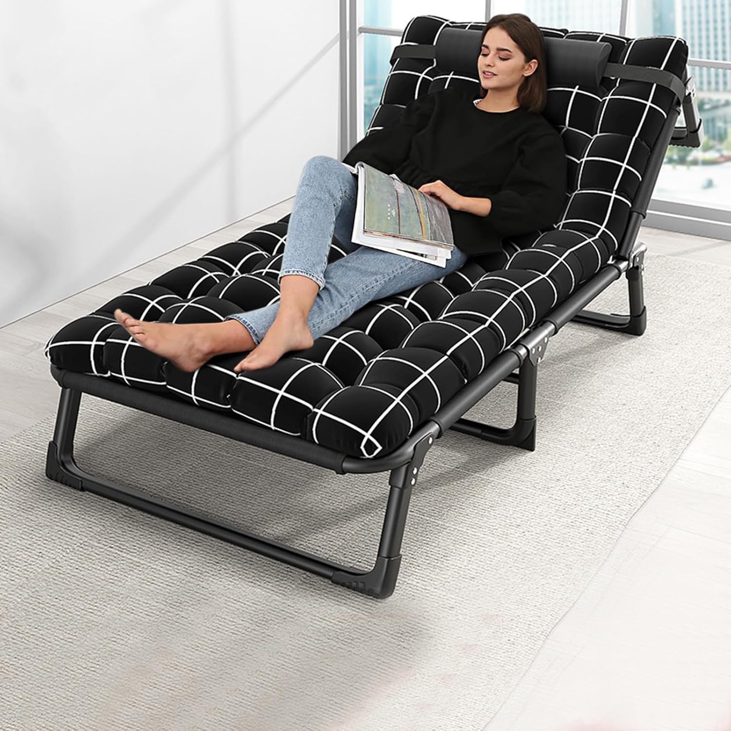 Amazon.com: Folding Camping Cot, Adjustable 4-Position Heavy Duty Bed ...