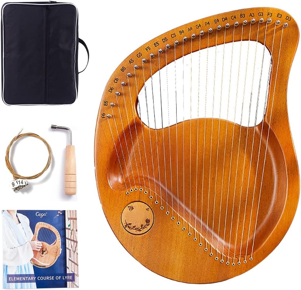 Amazon.com: Sirao 24 String Lyre Harp Mahogany Solid Wood String ...