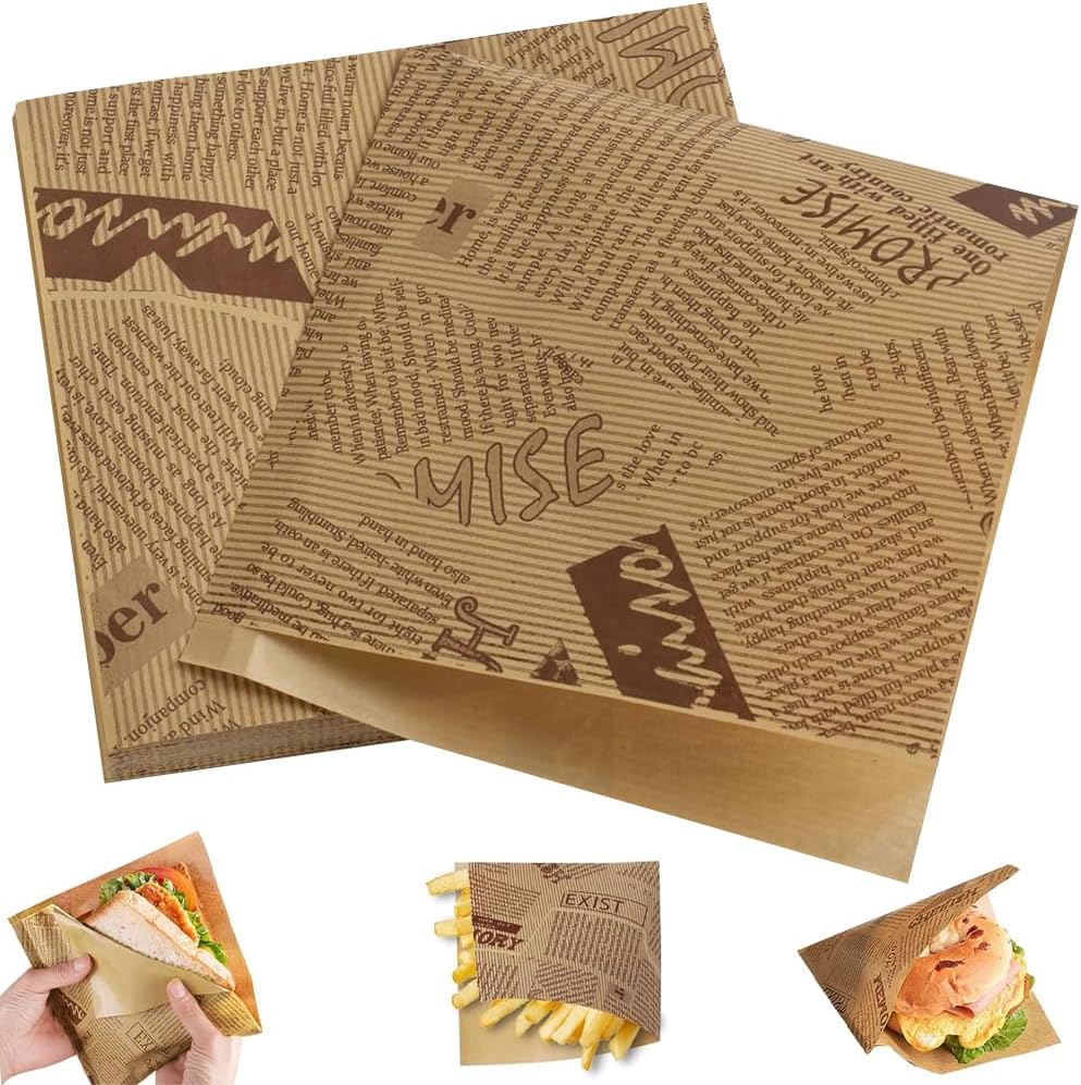 Amazon.de: AWCIGG 200 Stück Burger Papier, 15 x 15 cm Burger Tüten ...