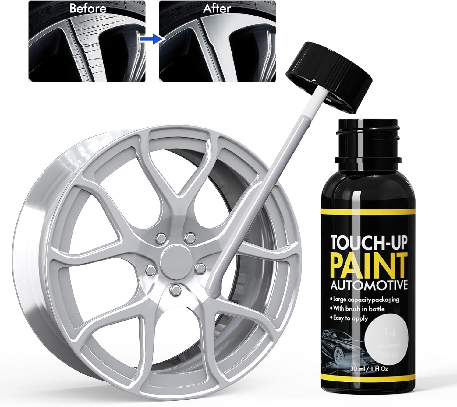 Amazon.com: Xtryfun Mirror Silver Rim Touch Up Paint, Automotive Touch ...