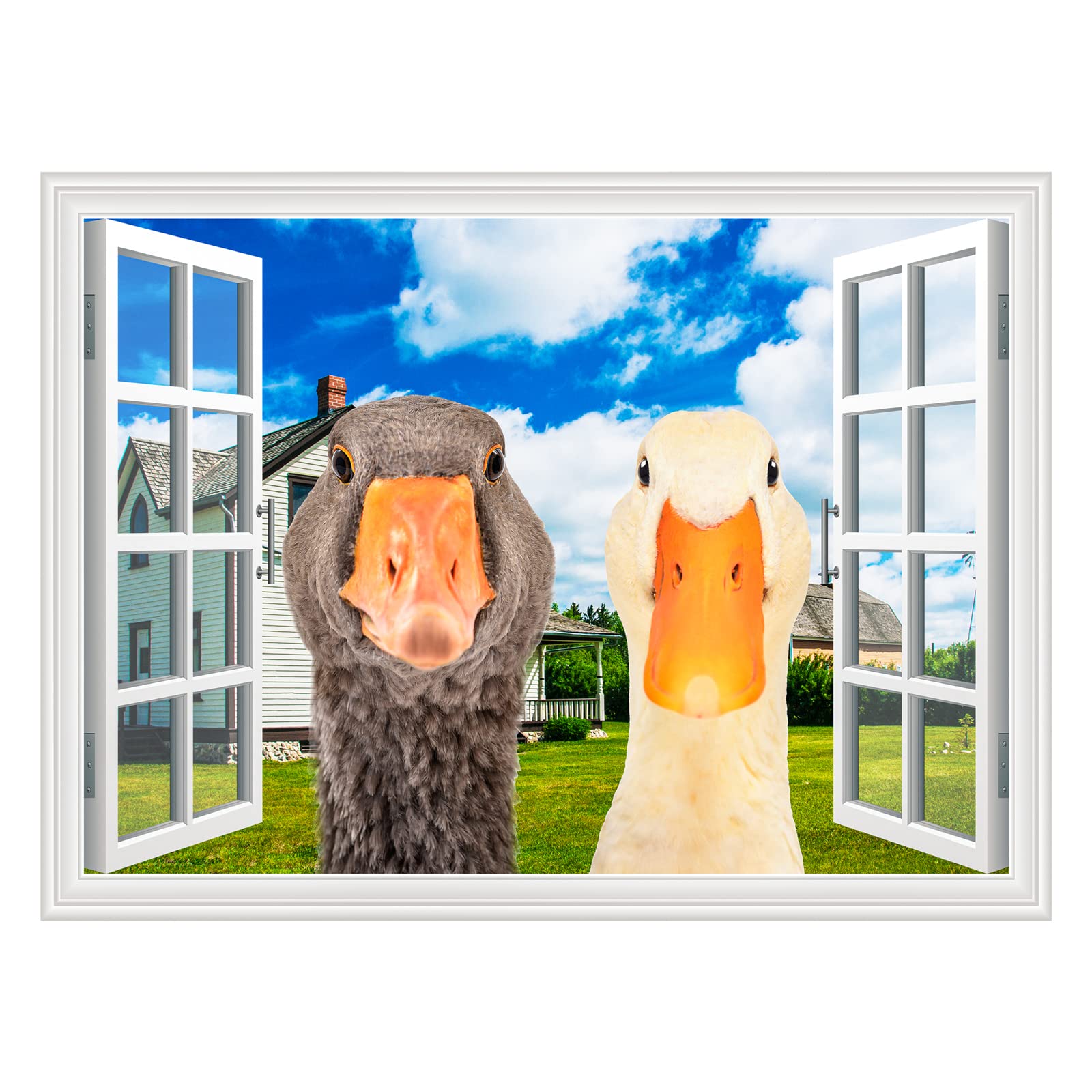 Amazon.com: Ducks Wall Mural Sticker Window View Ducks Looking Sticker ...