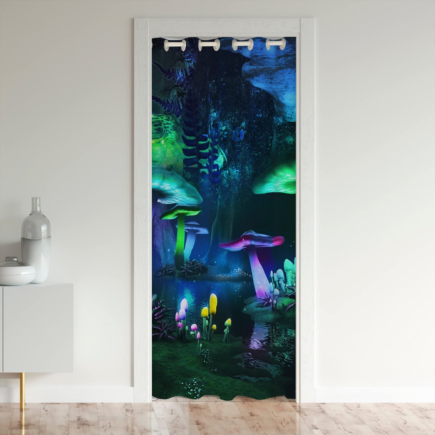 Amazon.com: Mushroom Door Curtain Doorway Privacy Galaxy Starry Sky ...