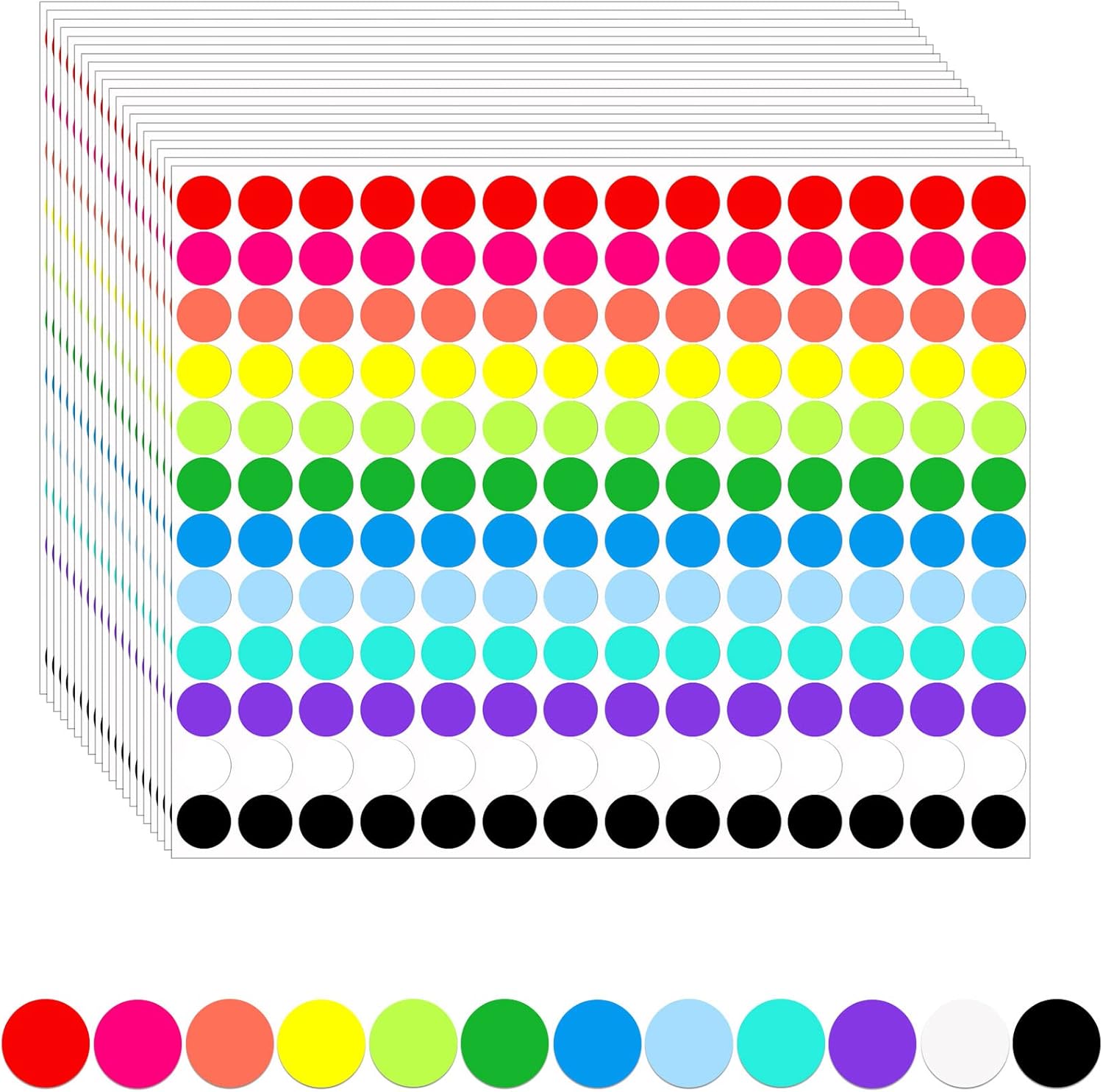 Amazon.com : JANYUN Multicolor Dot Stickers, 2688Pcs 3/4 Inch Round ...