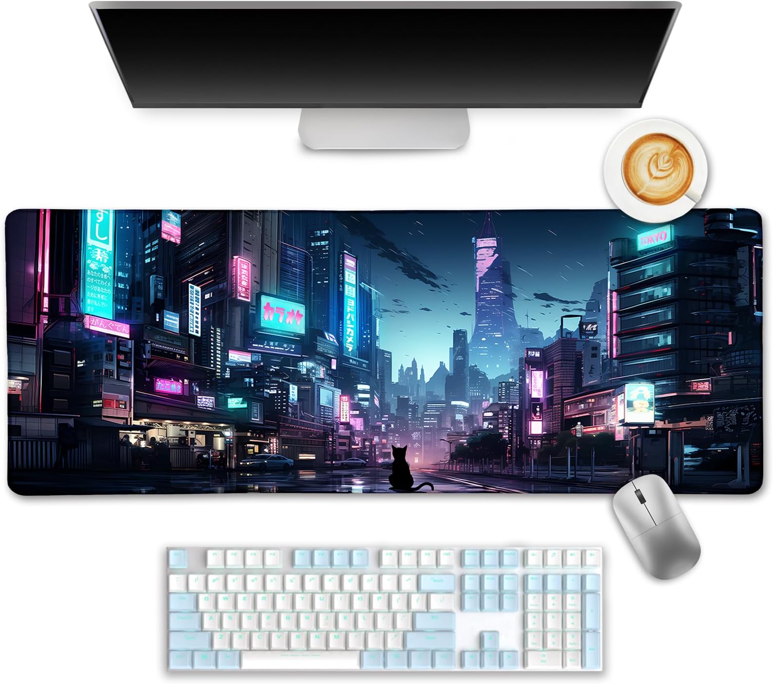 Amazon.com : LIMKRIAN Cyberpunk Mouse Pad, Japanese Anime Cat Desk Mat ...