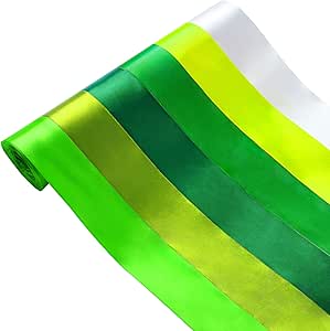 Surflyee 6 Rolls 50MM Wide Green Satin Ribbons, 60M Thick Ribbon Wide ...