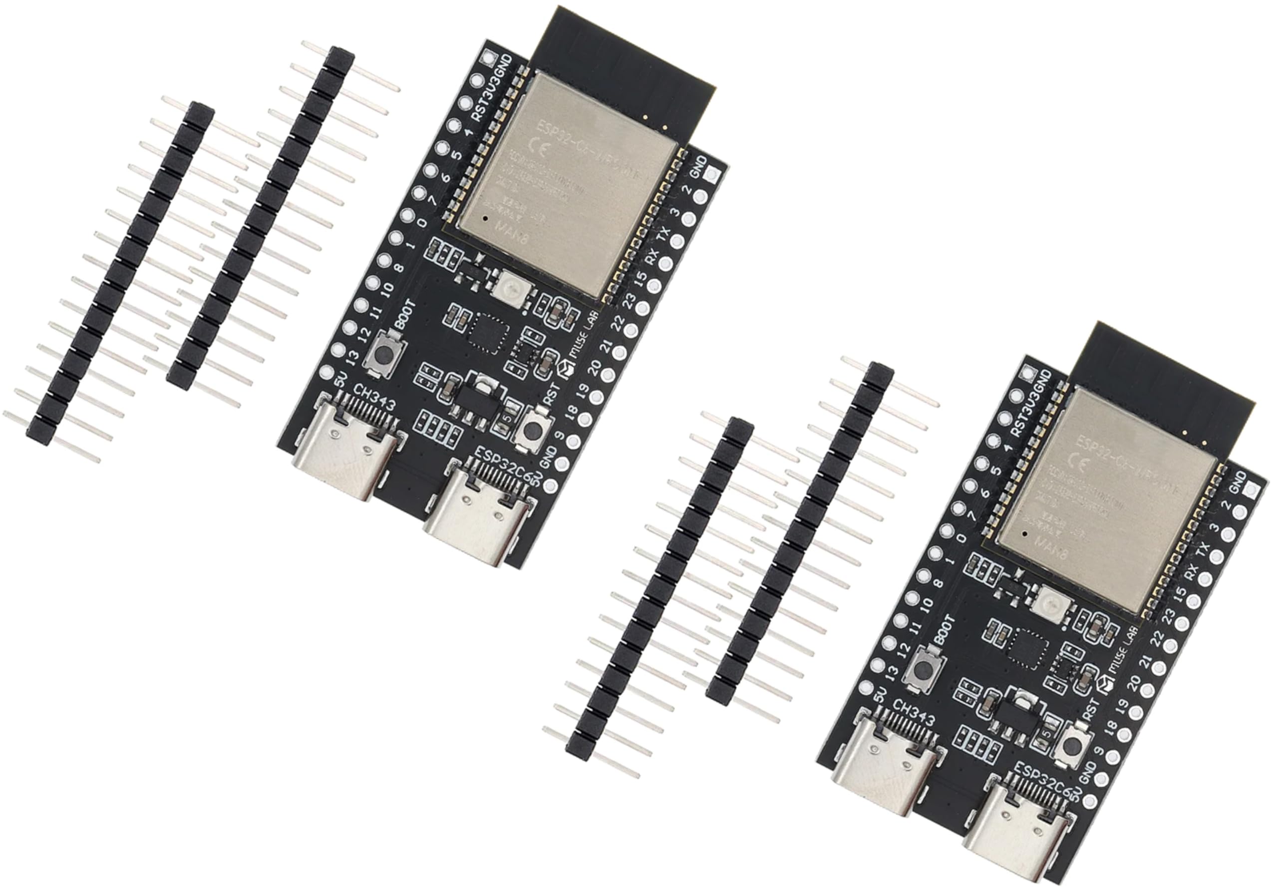 Tecnoulab 2pcs Esp32 C6 Dual Type C Development Board N16 16mb Flash Esp32 Wifi Bluetooth