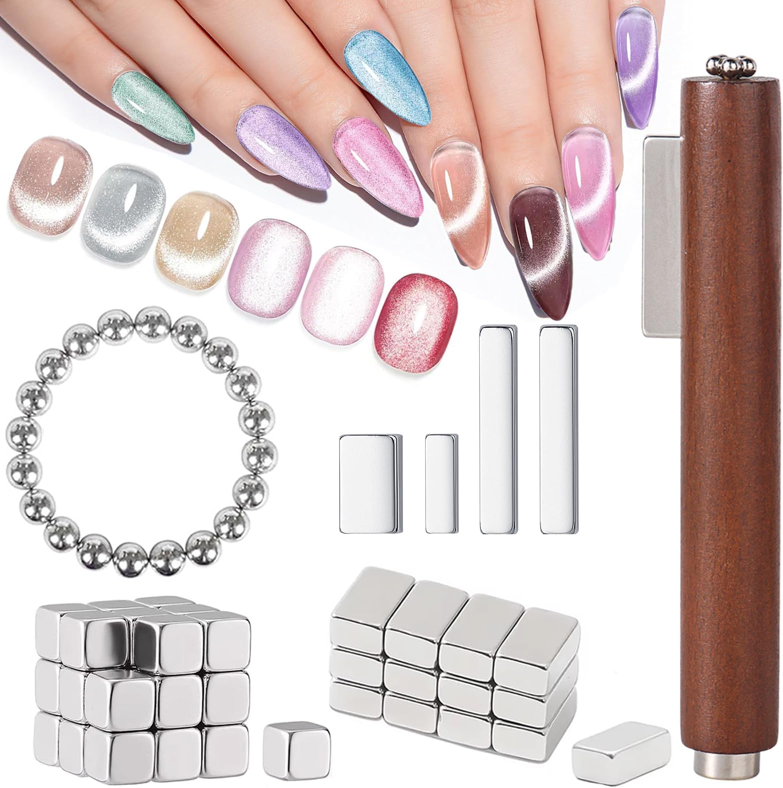 Amazon.com: 2PCS Nail Magnet Tools, EBANKU Upgraded 5 in 1 Cat Eye ...