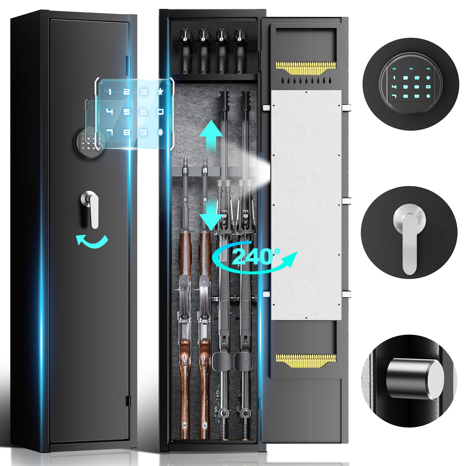 Snapklik.com : KARUIKEV 3-4 Long Rifle Gun Safe, Digital Keypad Large ...