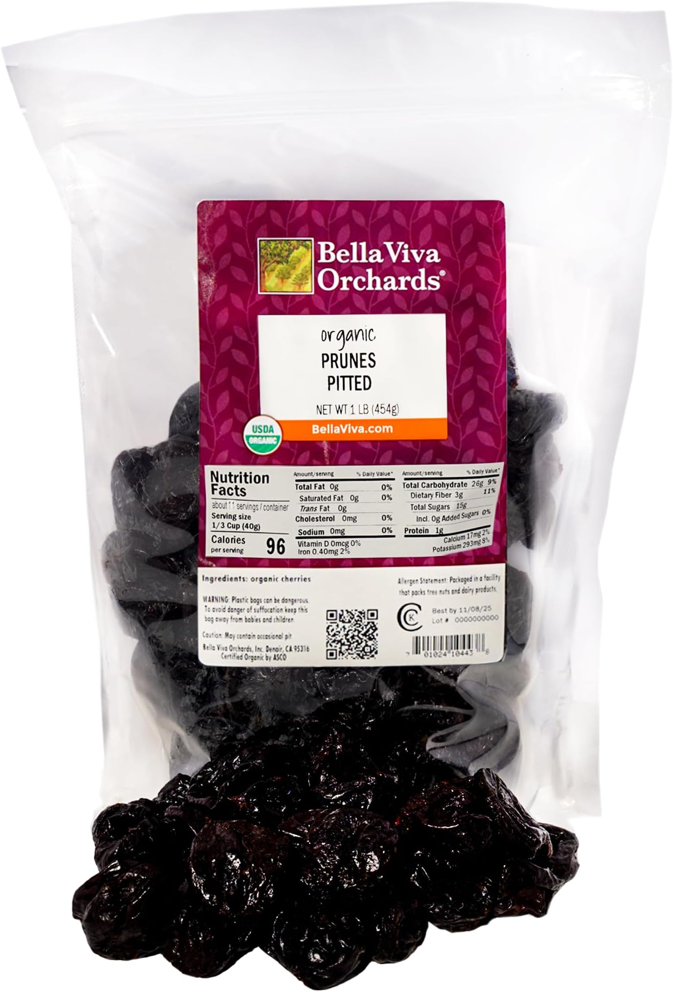 Amazon.com: Organic French Prunes from Bella Viva Orchards, 1 Lb. Bag ...