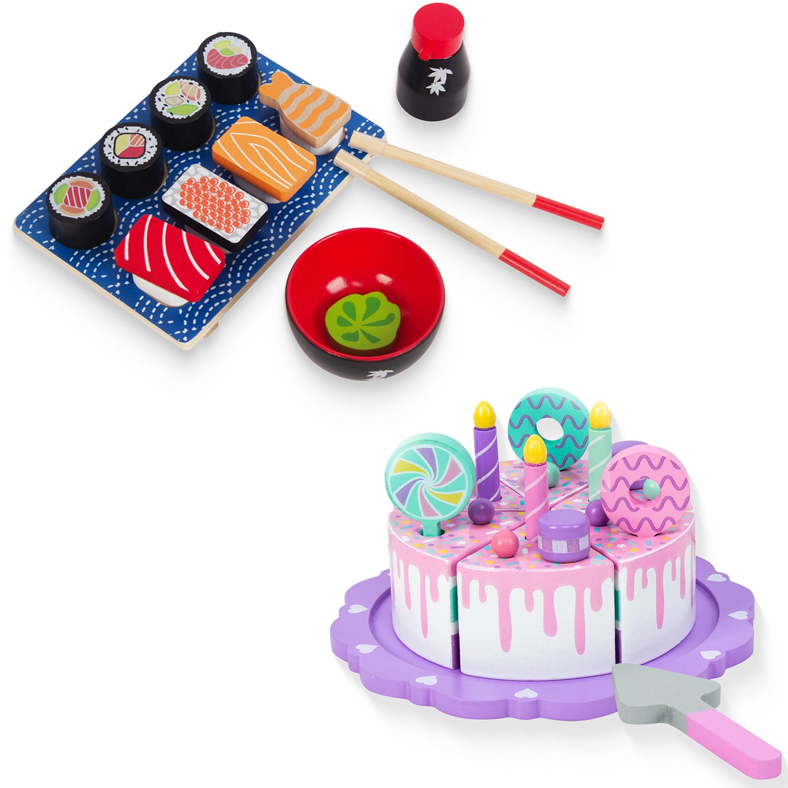 Amazon.com: Toddler Cake Toys and Sushi Slicing Set for Toddlers 1-3 ...