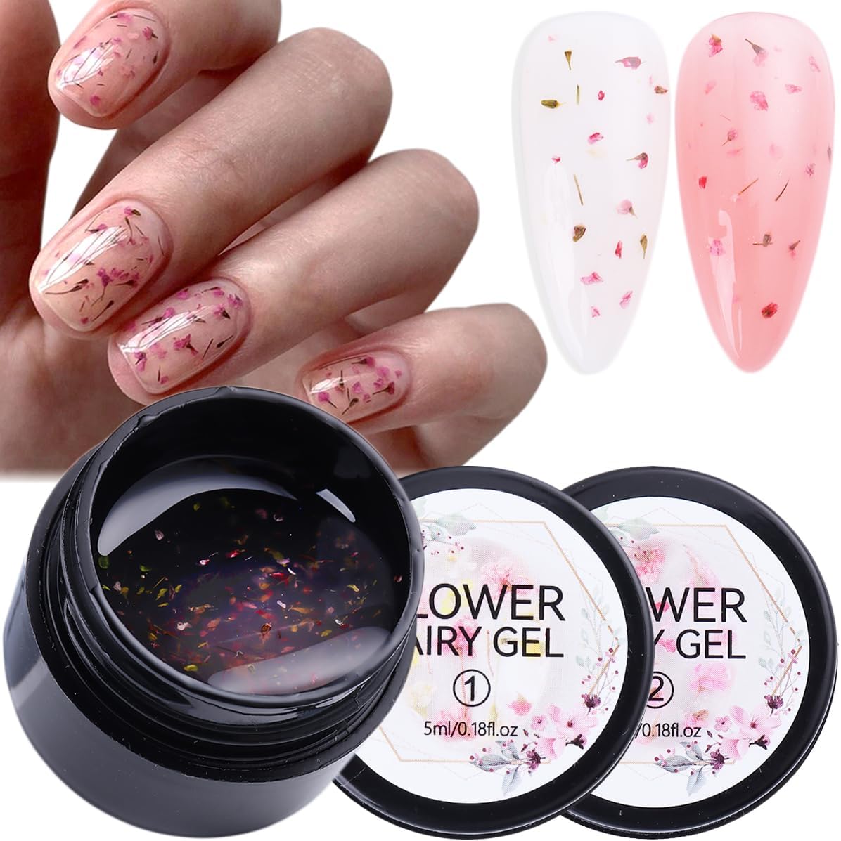 Amazon.com: Fcozpjk Dried Flowers Gel Nail Polish, 4 Colors Flower Gel ...