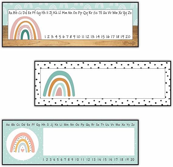 Amazon.com: 30 Pcs Boho Name Plates Tags,Boho Rainbow Alphabets and ...